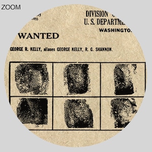 Machine Gun Kelly Vintage FBI Wanted Poster, Fingerprints - Gangster ...