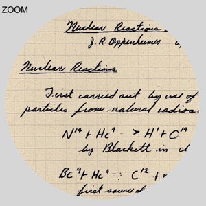 J. Robert Oppenheimer 1941 Manuscript, Nuclear Physics, Atomic Bomb ...