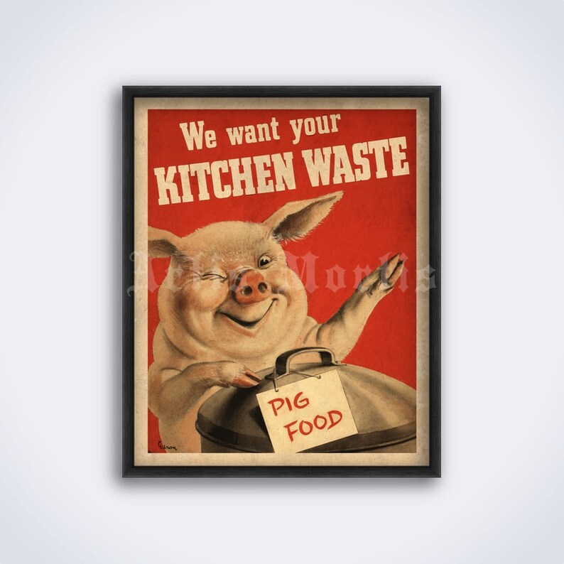 Vintage Pig Food Propaganda Poster: Retro Kitchen Humor Art (digital ...