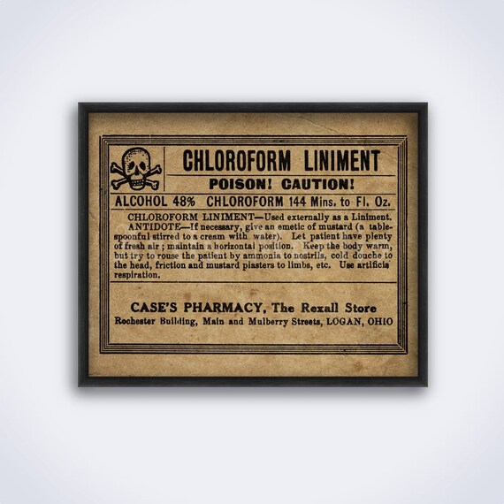 Chloroform Liniment Poison Vintage Apothecary Label Poster | Etsy
