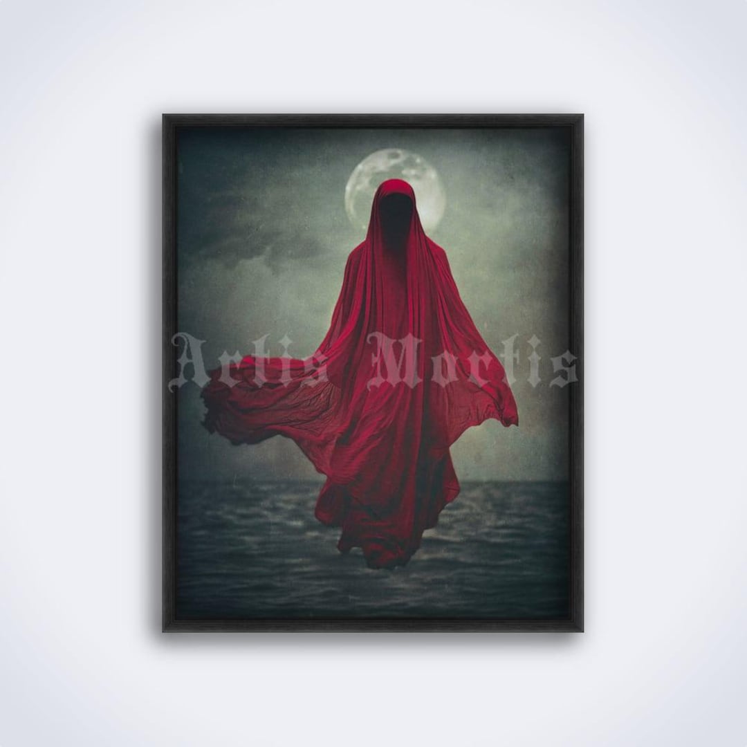Grim Reaper Art Print: Gothic Red Shroud Symbolism (digital Download ...