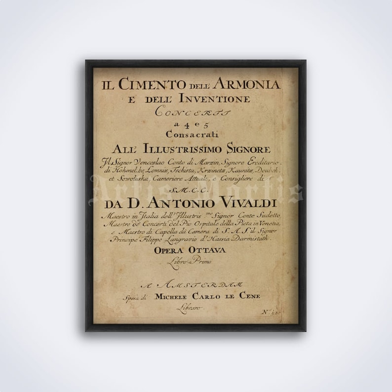 Antonio Vivaldi the Four Seasons First Edition Title Page | Etsy