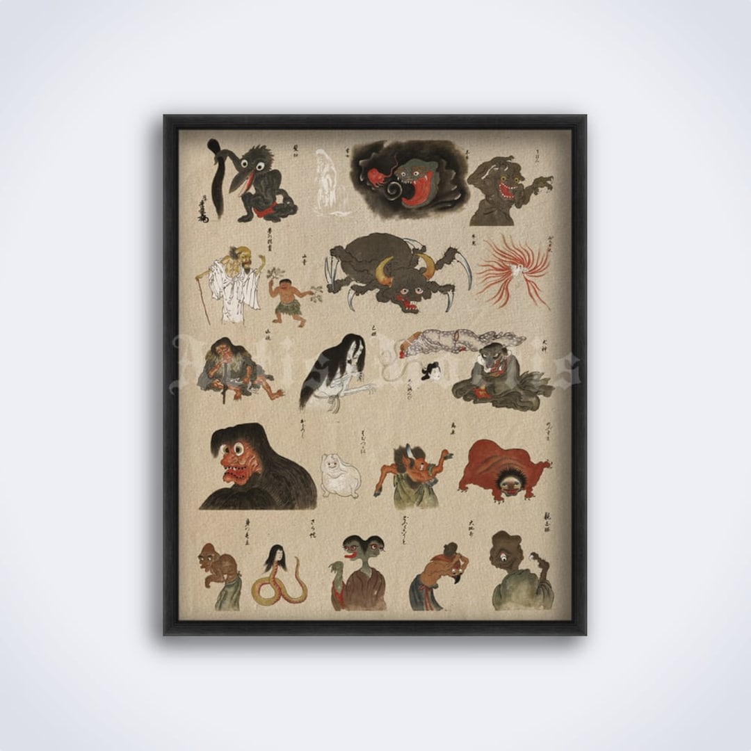 Bakemono Zukushi - Japanese Monsters Scroll Print, Dark Folk Art, Yokai, Ghost, Demons ...