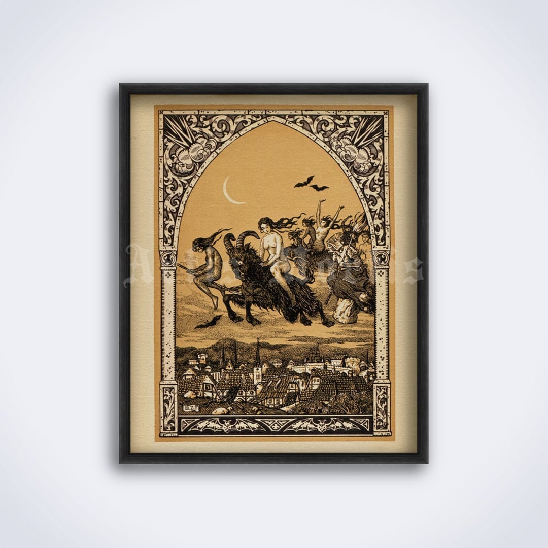 Naked Witches Riding Goats - Vintage Dark Art by Bernard Zuber, Sabbath ...
