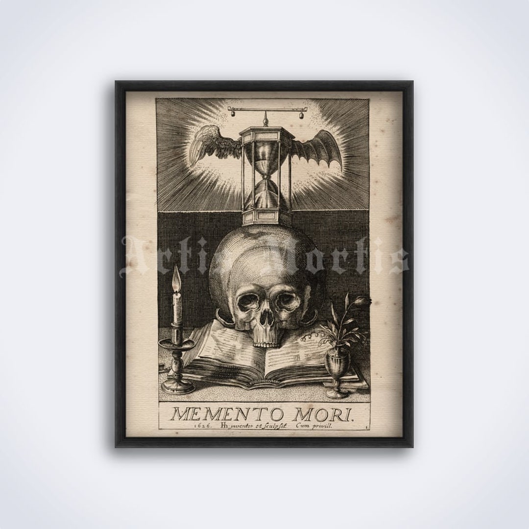 Memento Mori Print: Skull and Hourglass Medieval Art (digital Download ...