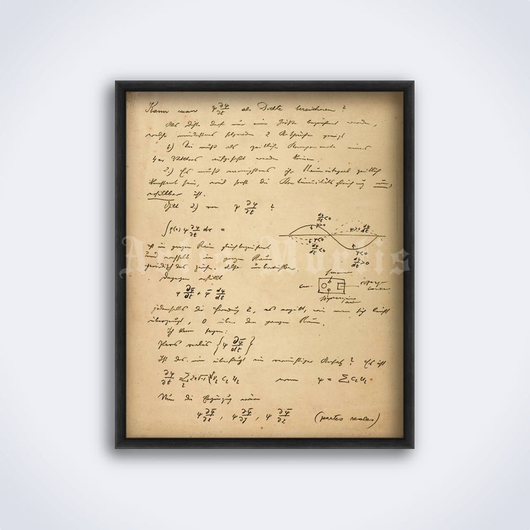 Erwin Schrödinger Manuscript - Quantum Physics, Schrodinger's Cat, Wave ...