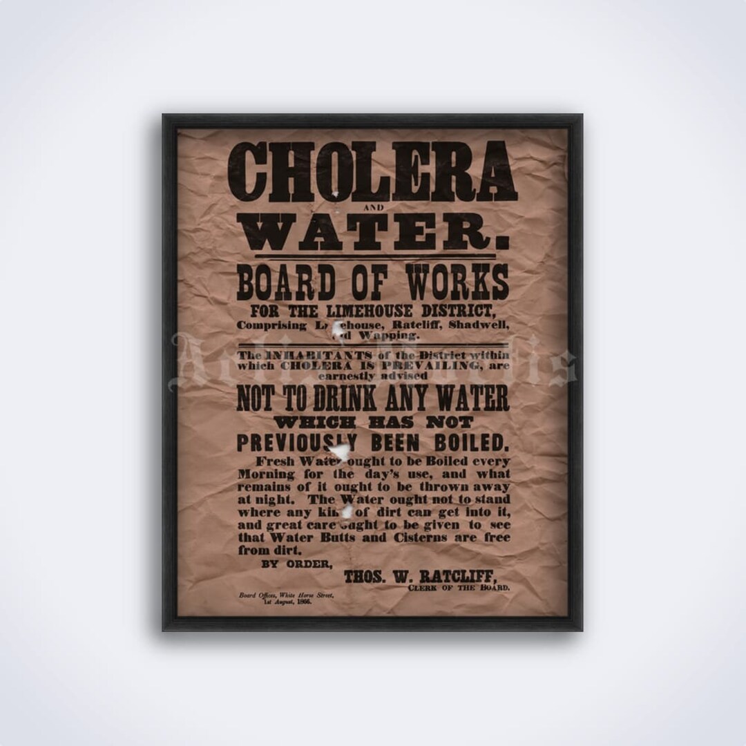 Cholera and Water Vintage Medical Broadside, Medicine History, Epidemic ...