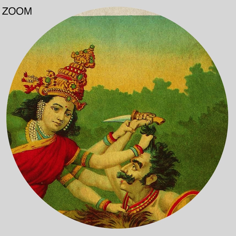 Vintage Durga Print: Ashta Bhuja Devi, Hindu Goddess Art (digital ...
