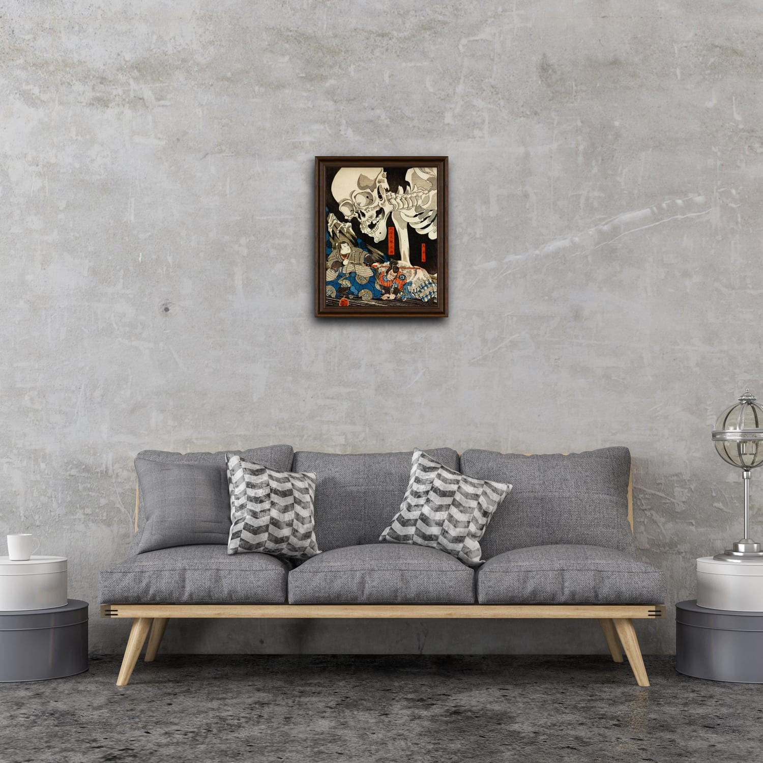 Gashadokuro ghost-skeleton Japanese woodblock print dark | Etsy