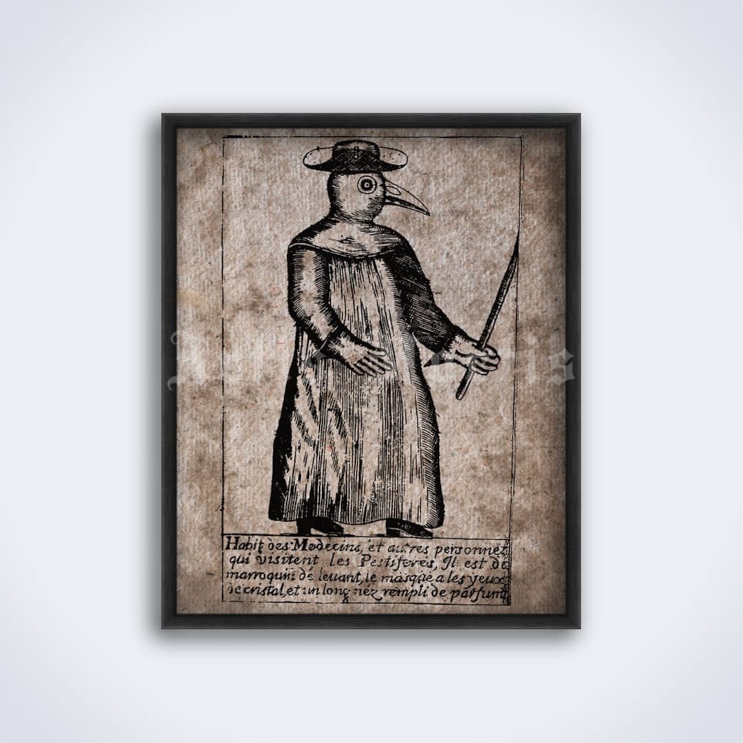 Plague Doctor Medieval Woodcut, Black Death Print, Gothic, Dark Art ...