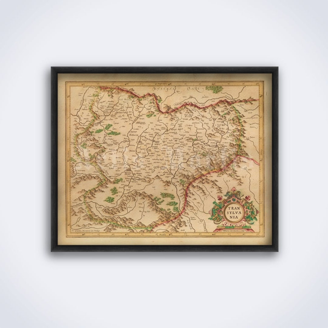 Transylvania Map From Antique Geographical Atlas – Vampire Decor ...