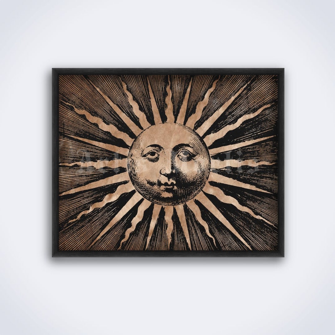 Celestial Sun Face Engraving, Glory Symbol, Astrology, Medieval ...