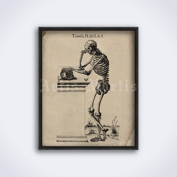 Thinking and Sad Human Skeleton Anatomy Skull Art Medieval | Etsy