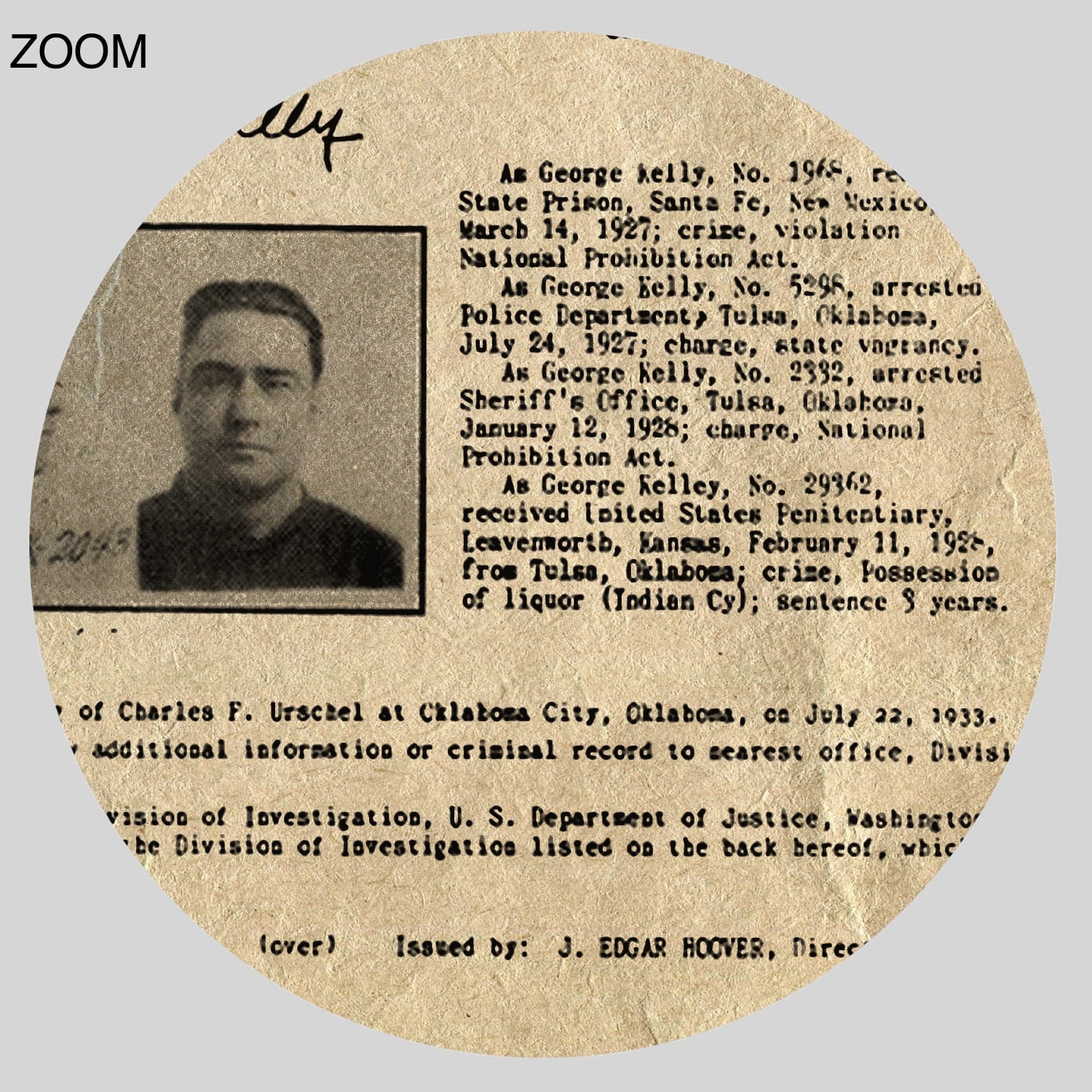 Machine Gun Kelly Vintage FBI Wanted Poster, Fingerprints - Gangster ...