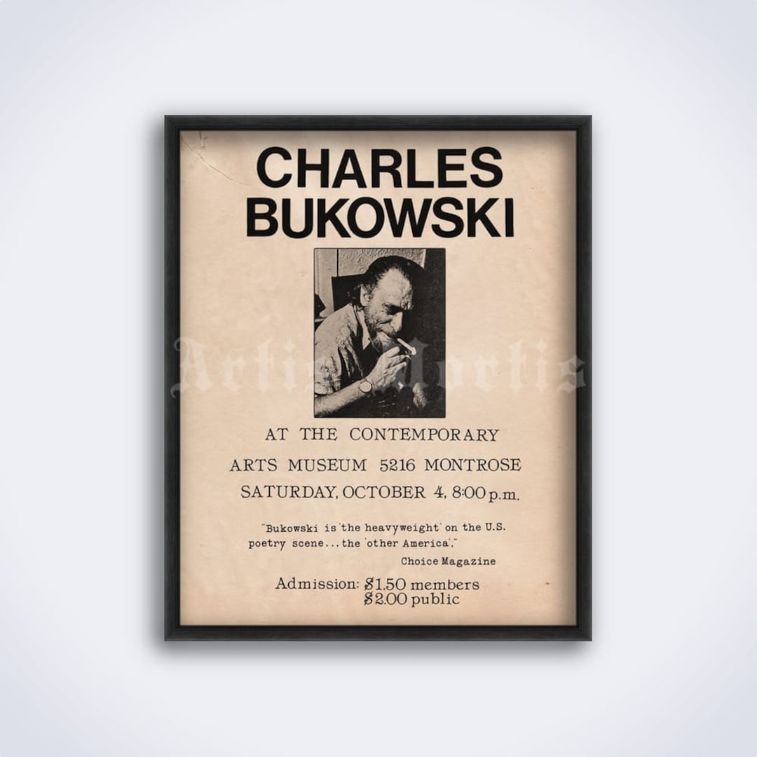 Charles Bukowski 1974 Promo Poster: Cult Literature Art Print (digital ...
