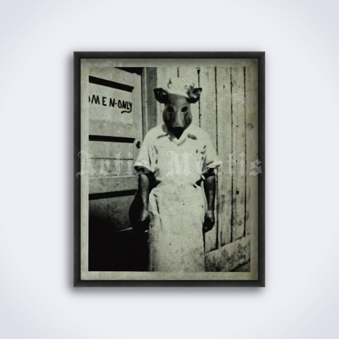 Weird Butcher in a Pig Head Mask Vintage Photo, Strange, Creepy Print ...