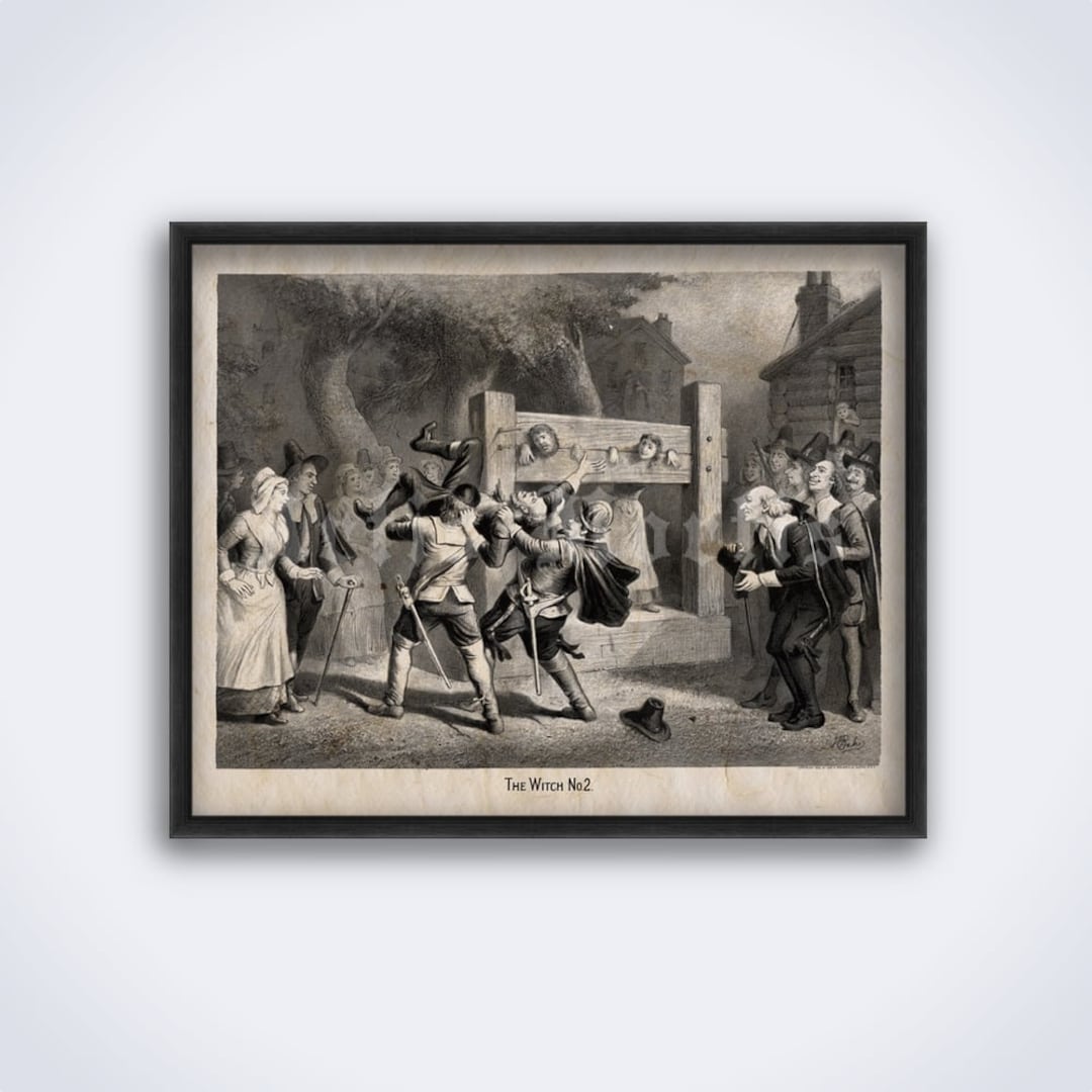 Salem Witches Punishment, Trial, Execution Illustration, Vintage Print ...
