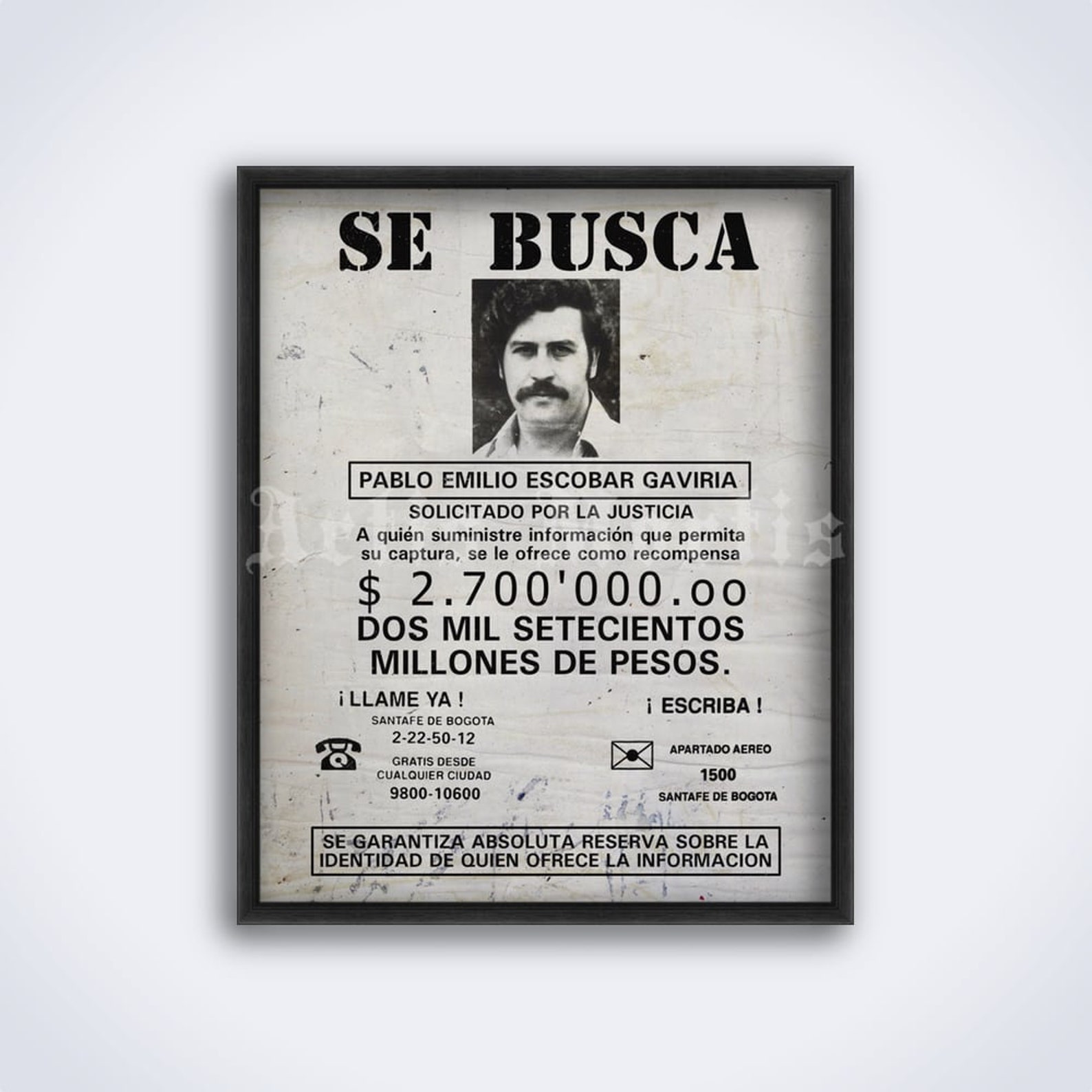 Pablo Escobar 1990s Wanted Poster Drug Cartel Narco | Etsy