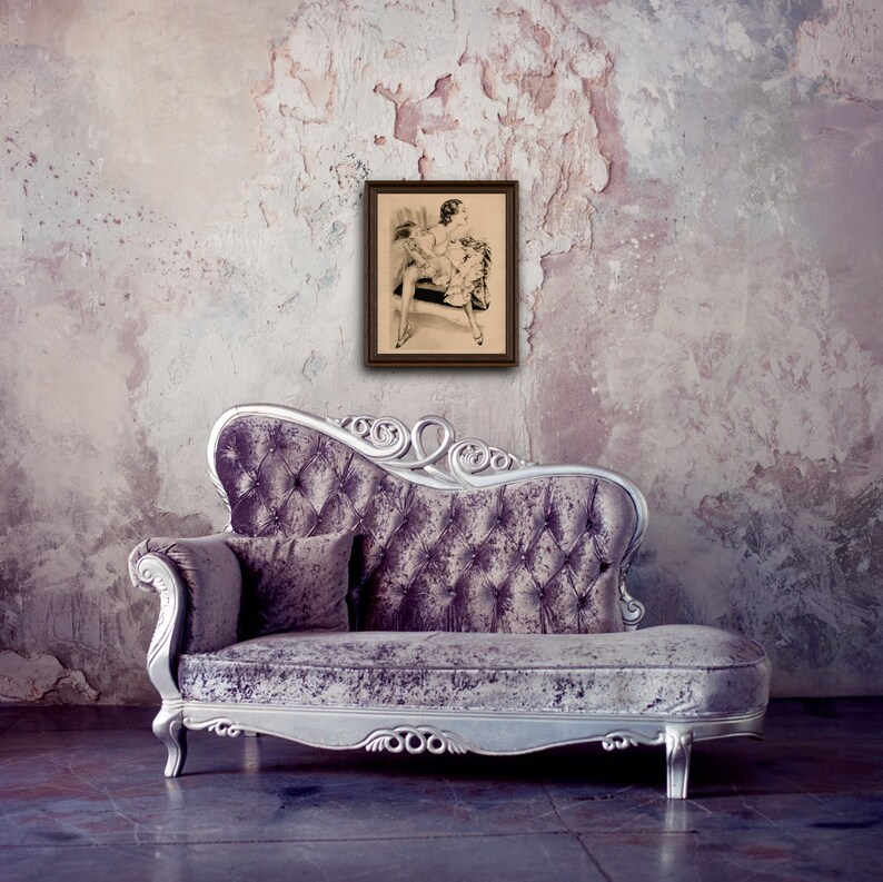 Retro Lesbian Love Vintage French Boudoir Erotic Art Etsy