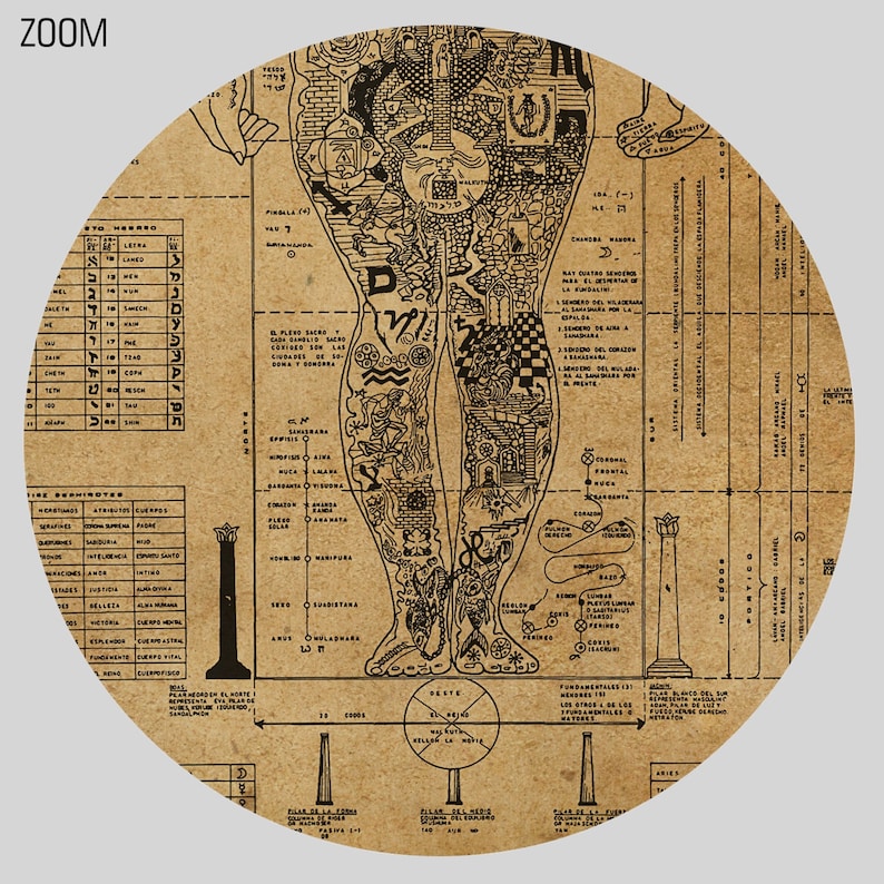 Occult Anatomy, Anatomiae Occultii Esoteric Kabbalah Print, Poster ...