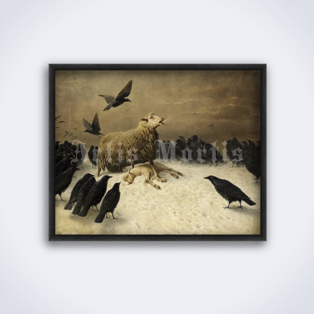 Sheeps and Ravens - Anguish Painting, Dramatic Dark Art, Death, Gothic ...