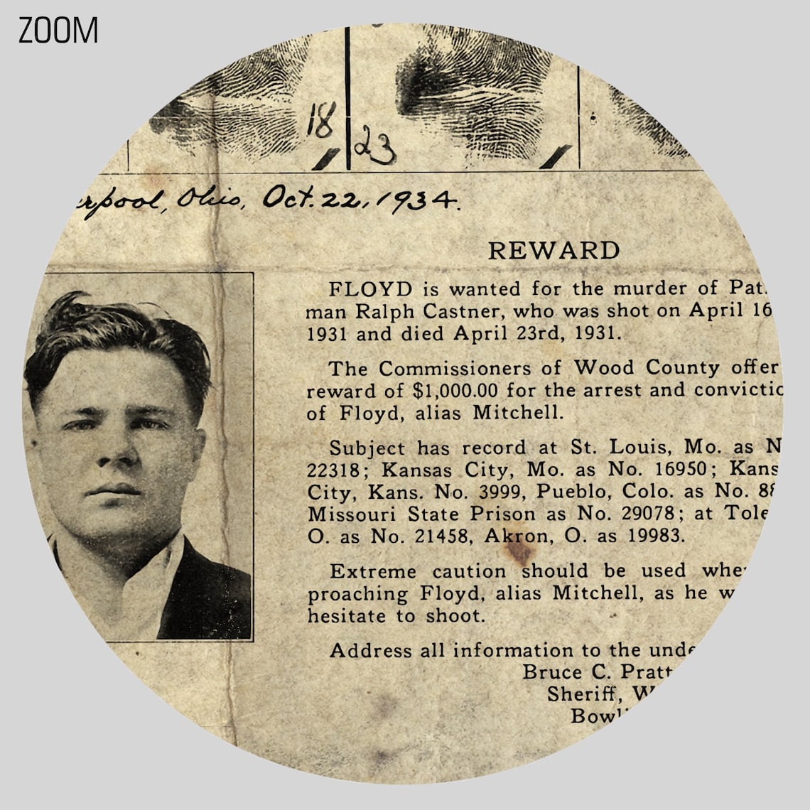 Charles Arthur Pretty Boy Floyd Wanted Poster With - Etsy UK