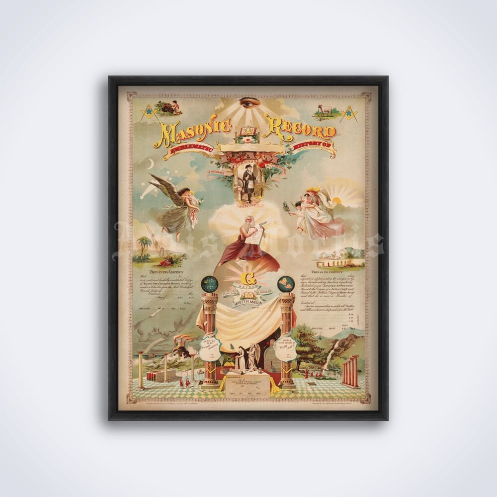 Masonic History Art Print: Freemasonry Emblematic Poster (digital ...