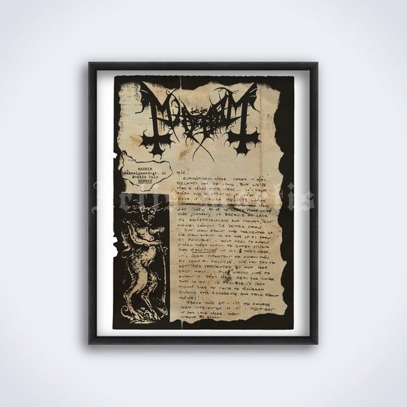Mayhem Euronymous Handwritten Letter Black Metal Art Print - Etsy UK