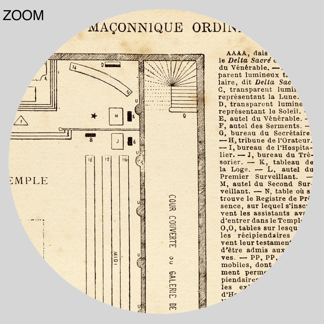 Masonic Temple Plan Print: Freemasonry Illustration (digital Download ...