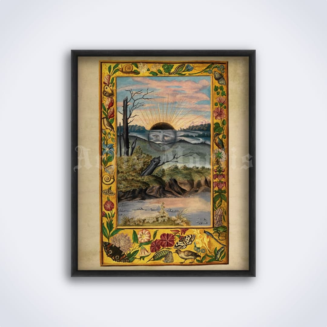 Black-faced Sun, Splendor Solis Alchemical Manuscript Art, Nigredo ...