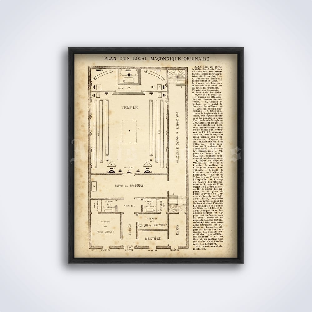 Masonic Temple Plan Print: Freemasonry Illustration (digital Download ...