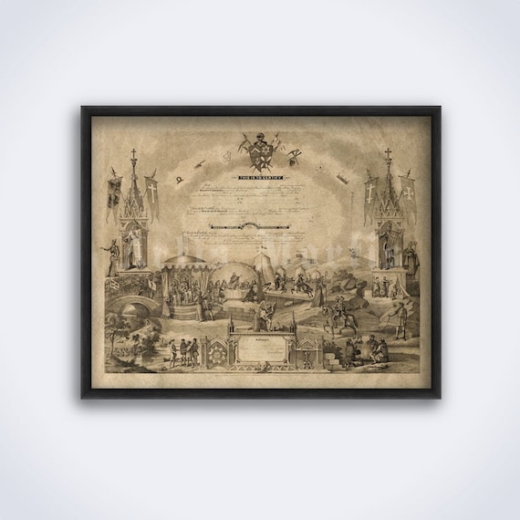 Knights Templar Certificate Vintage Art Masonic Lodge - Etsy UK
