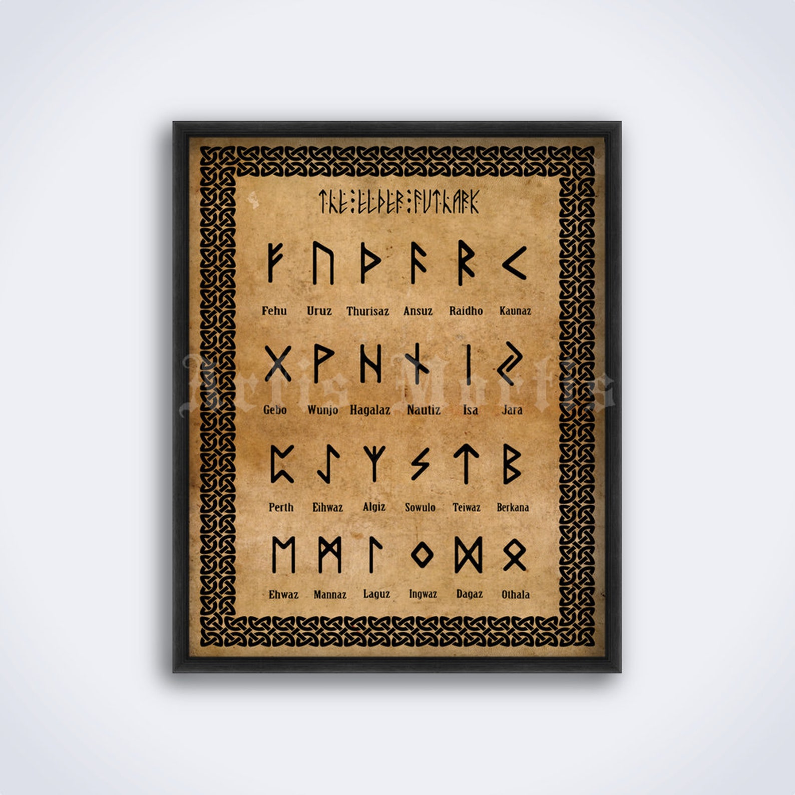 Elder Futhark Runic Alphabet Print Nordic Runes Norse | Etsy