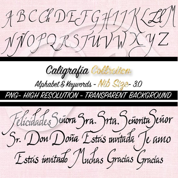 HANDWRITTEN SPANISH CALLIGRAPHY Collection Png Italic | Etsy