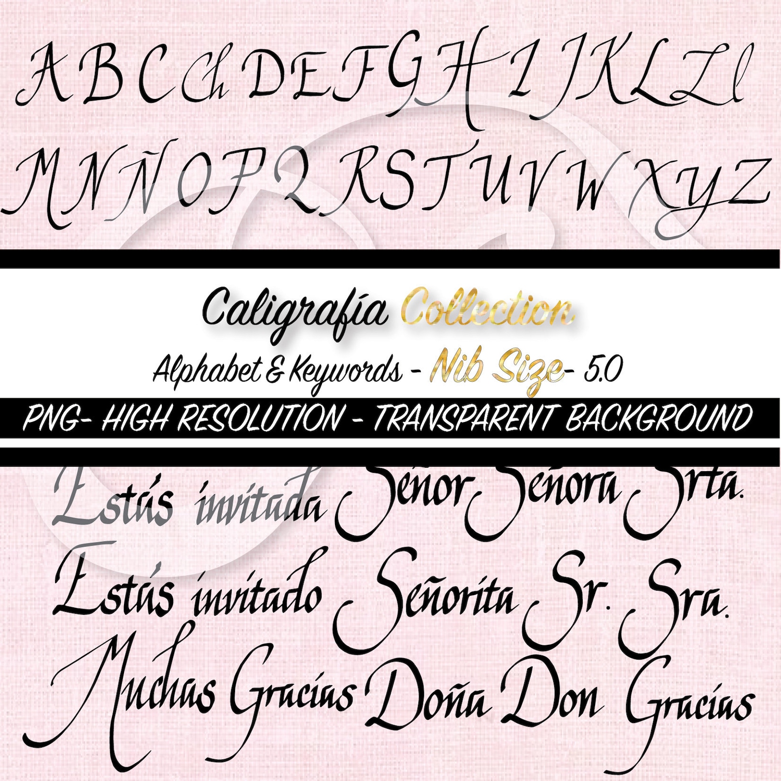 CALLIGRAPHIE ESPAGNOLE MANUSCRITE Collection Png Lettrage numérique ...