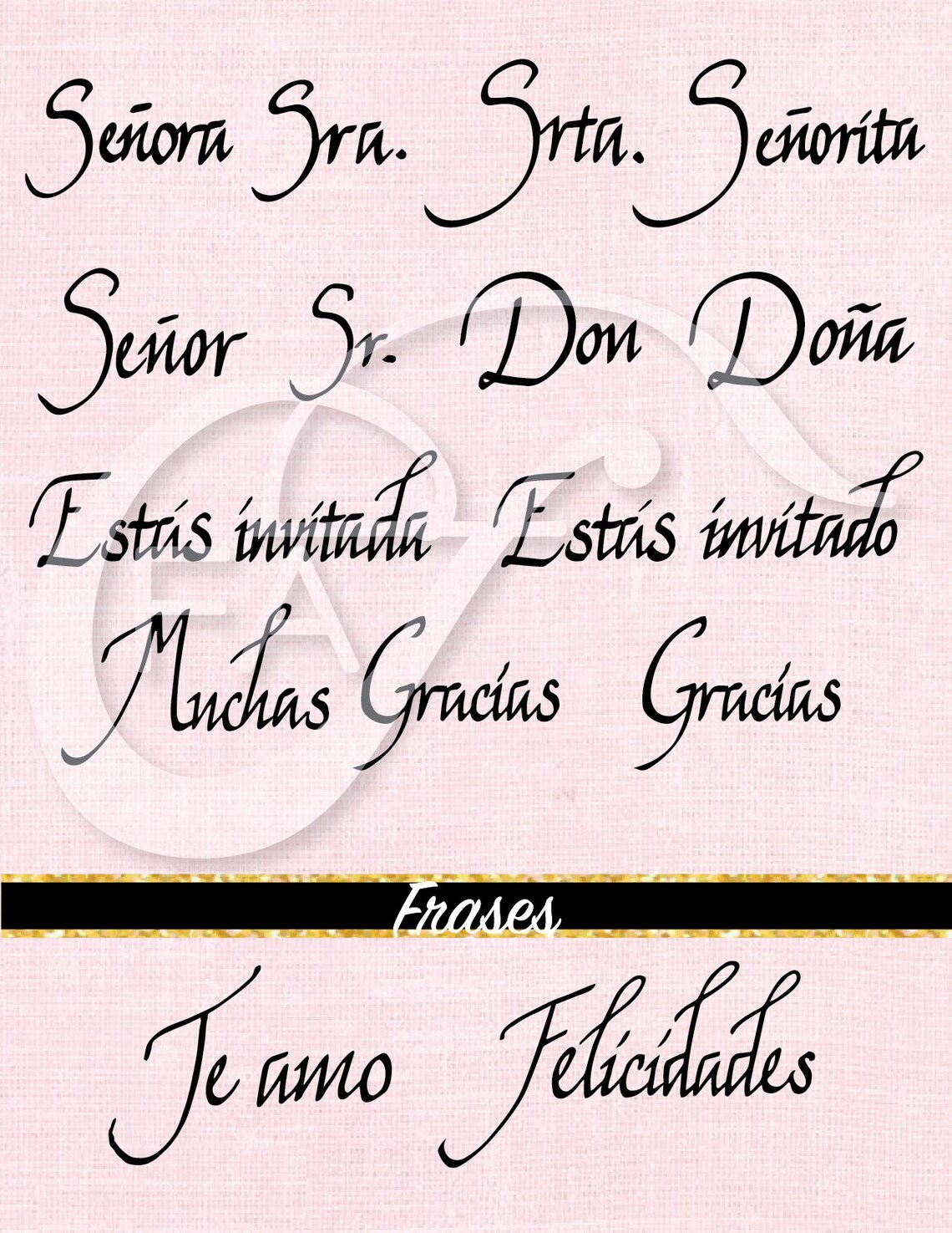 HANDWRITTEN SPANISH CALLIGRAPHY- Collection Png- Italic Digital ...