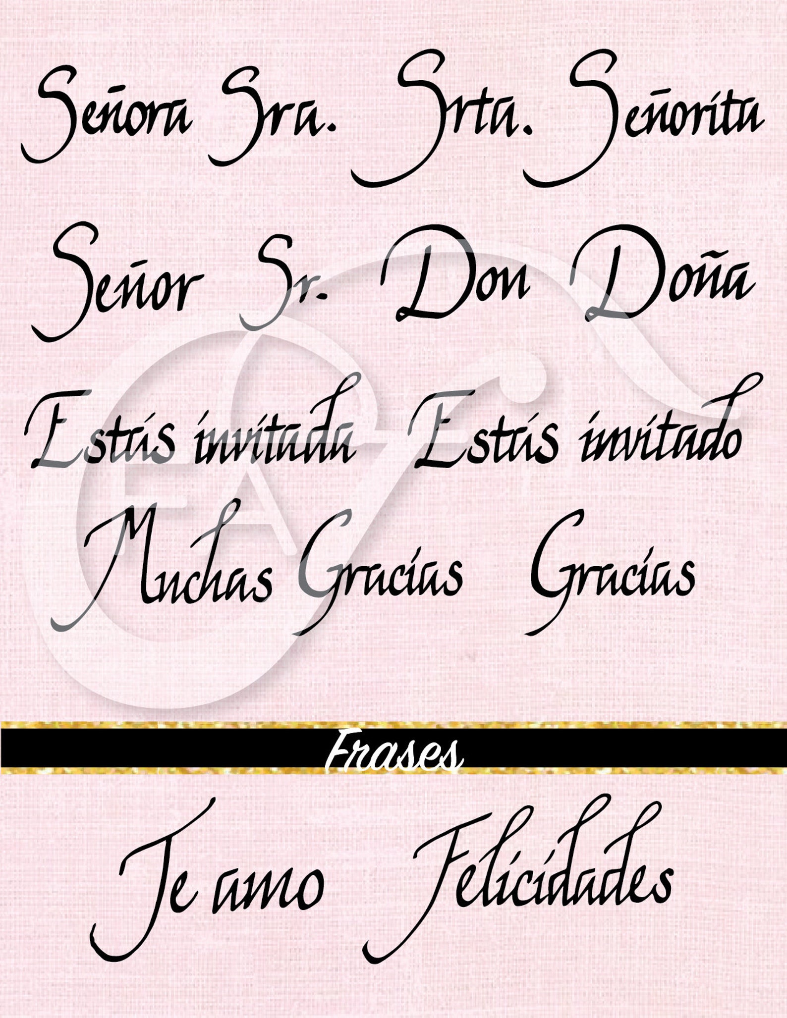 HANDWRITTEN SPANISH CALLIGRAPHY- Collection Png- Italic Digital ...