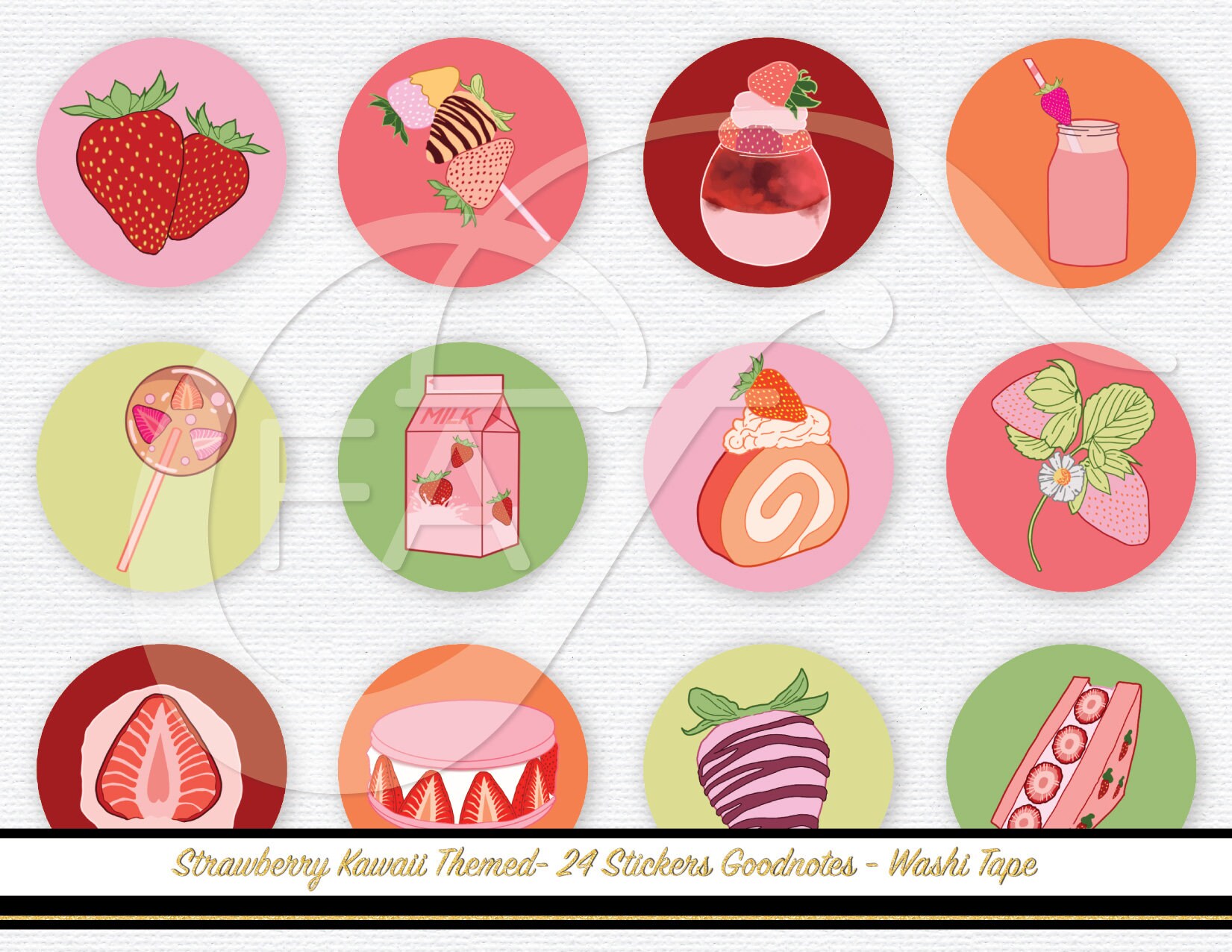 STRAWBERRY STICKER GOODNOTES- 94 Digital Stickers - Bujo Sticker- Memo ...