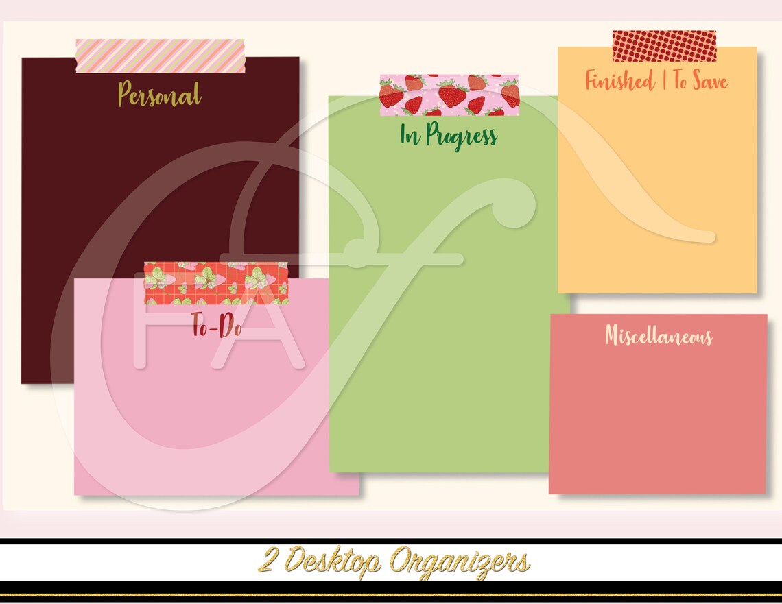 STRAWBERRY DESKTOP WALLPAPER Organizer- Folder Themed Icons- Kawaii ...
