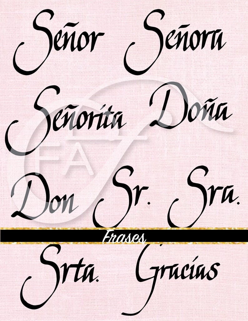 HANDWRITTEN SPANISH CALLIGRAPHY- Collection Png- Italic Digital ...