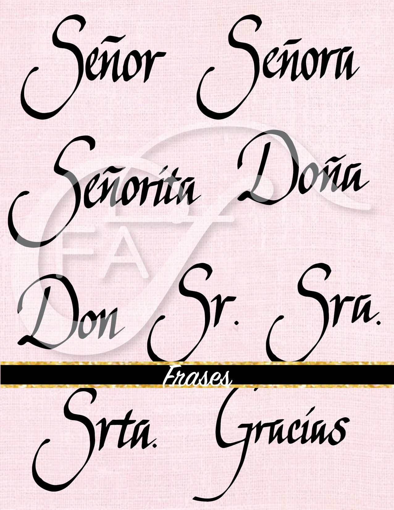 HANDWRITTEN SPANISH CALLIGRAPHY- Collection Png- Italic Digital ...
