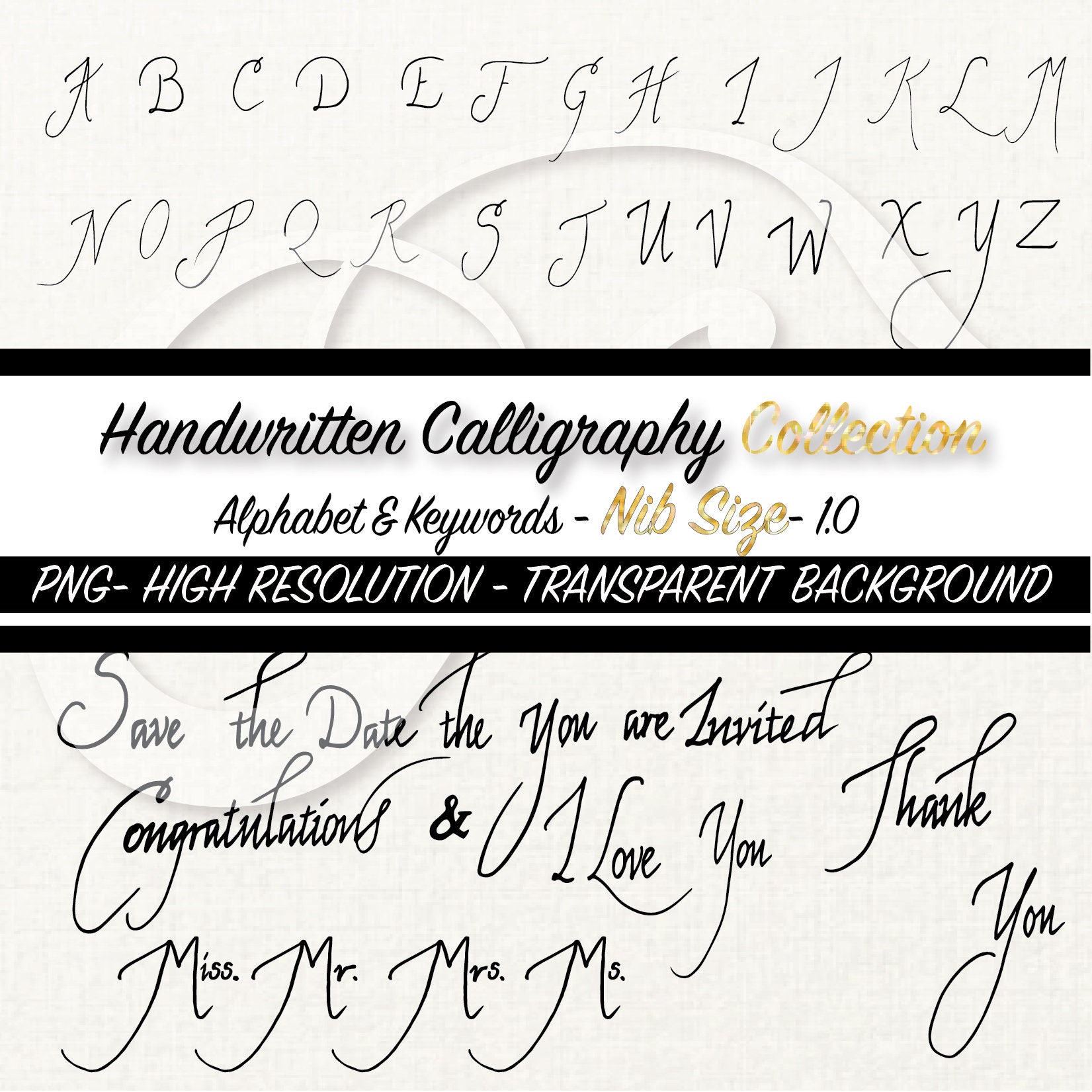 HANDWRITTEN DIGITAL CALLIGRAPHY Colección Png Italic Digital Lettering ...