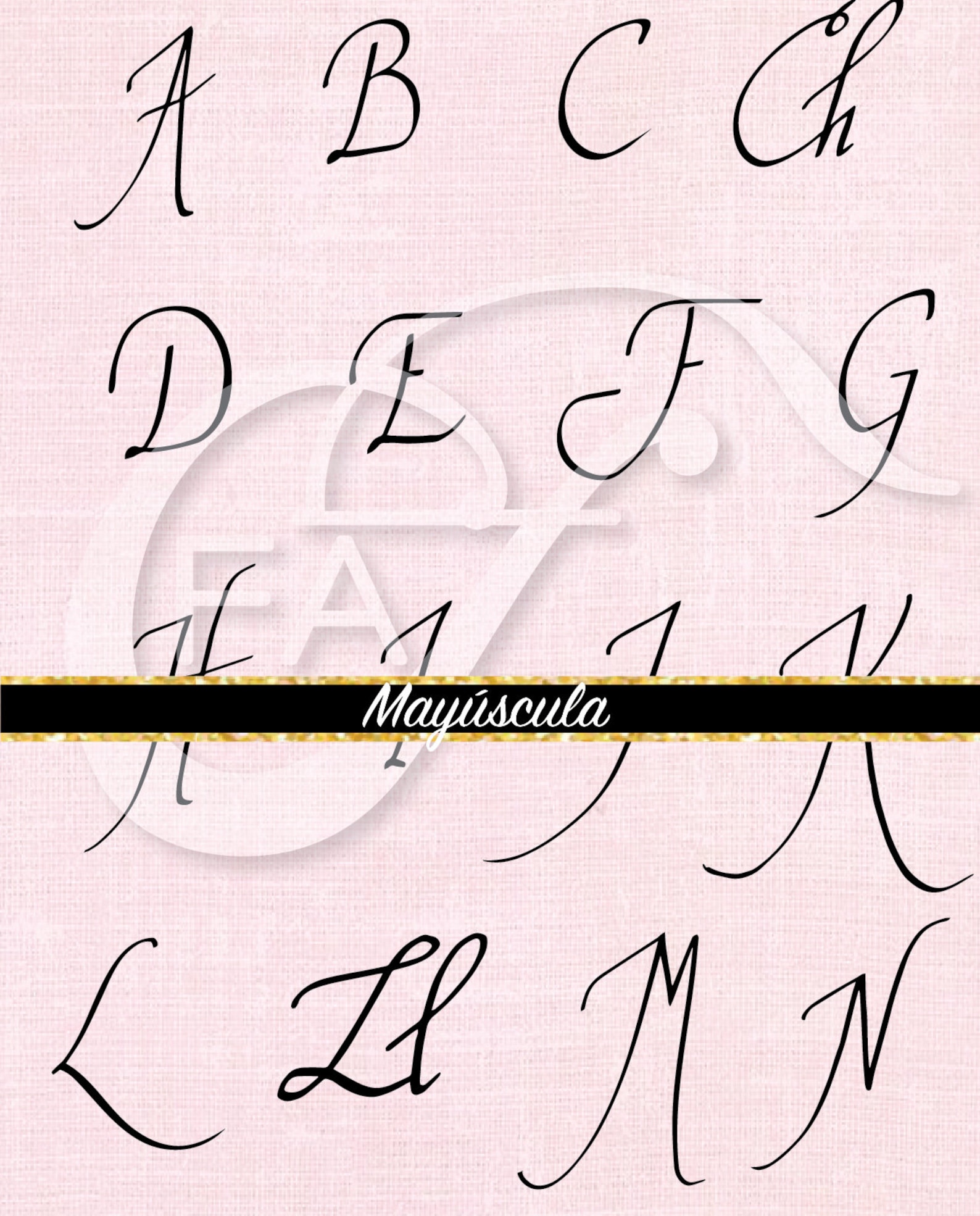 HANDWRITTEN SPANISH CALLIGRAPHY- Collection Png- Italic Digital ...