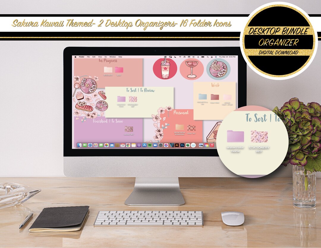 SAKURA DESKTOP WALLPAPER Organizer- Folder Icons- Kawaii Sakura- Cherry ...