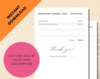 Mercari Packing Slip Template - Etsy