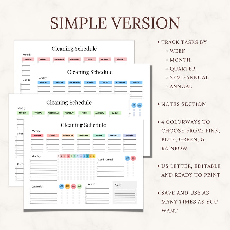 Ultimate Cleaning Schedule List Fillable PDF Printable Cleaning ...
