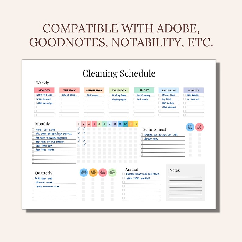 Ultimate Cleaning Schedule List Fillable PDF Printable Cleaning ...
