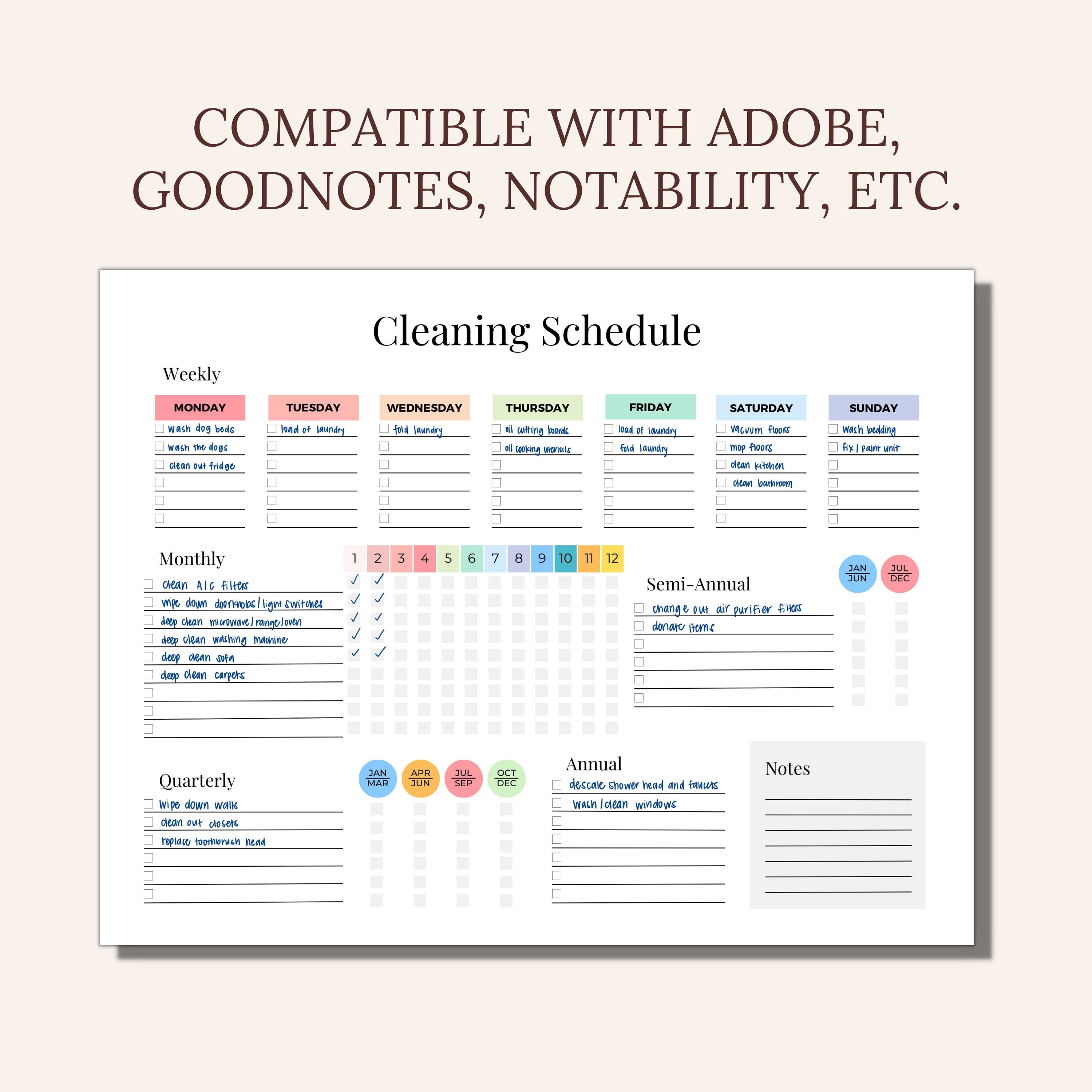 Ultimate Cleaning Schedule List Fillable PDF Printable Cleaning ...