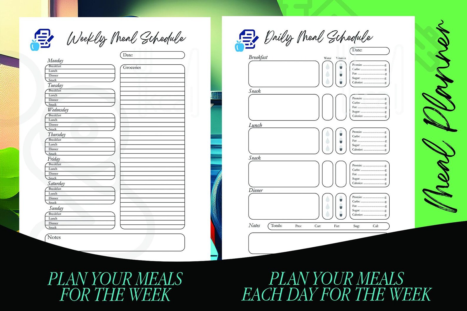 Weekly Meal & Workout Planner Printable: Fitness Tracker (letter Size ...