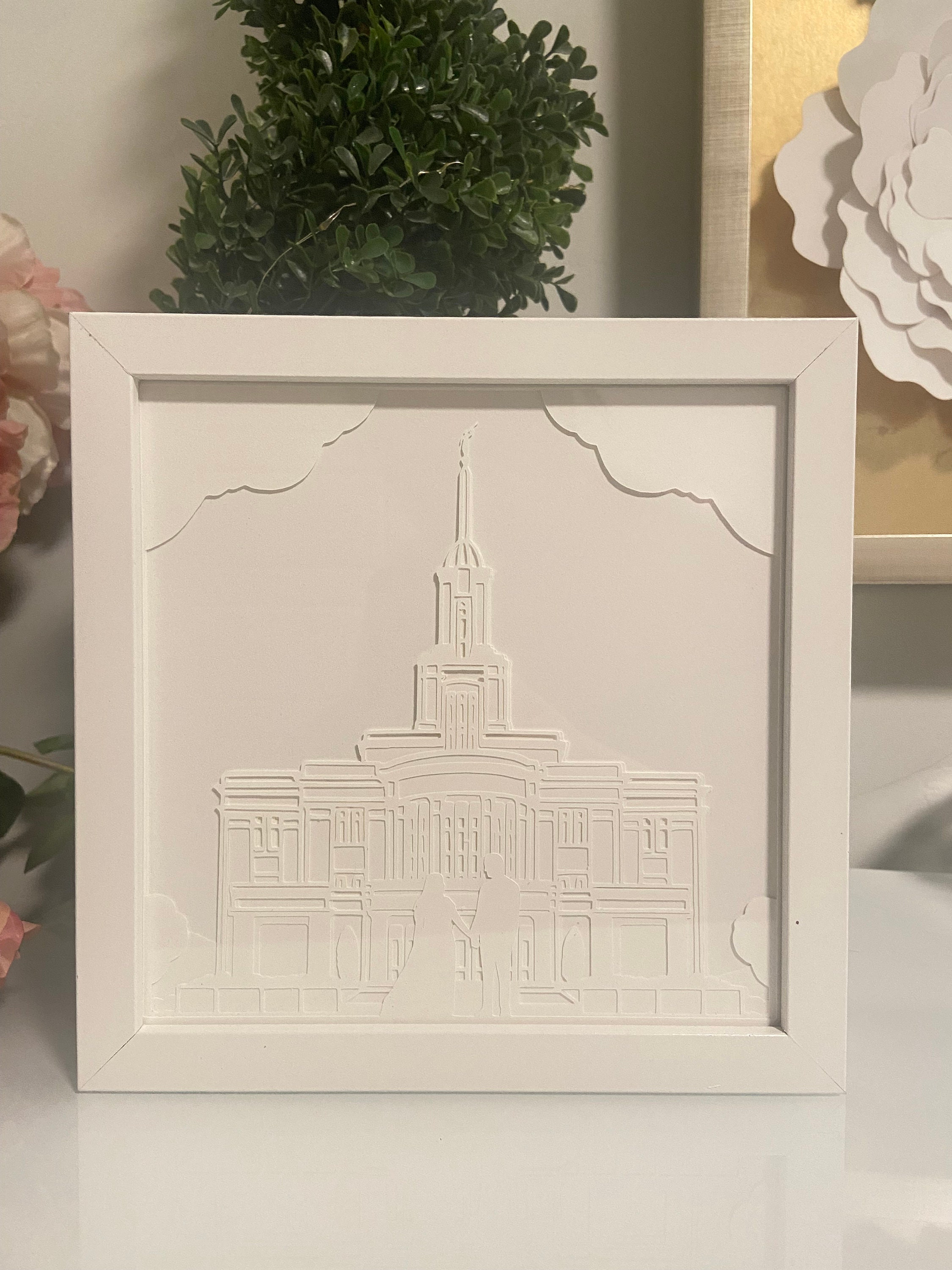 Custom Lighted LDS TEMPLE ART Shadow Box Luminary Wedding Valentines ...